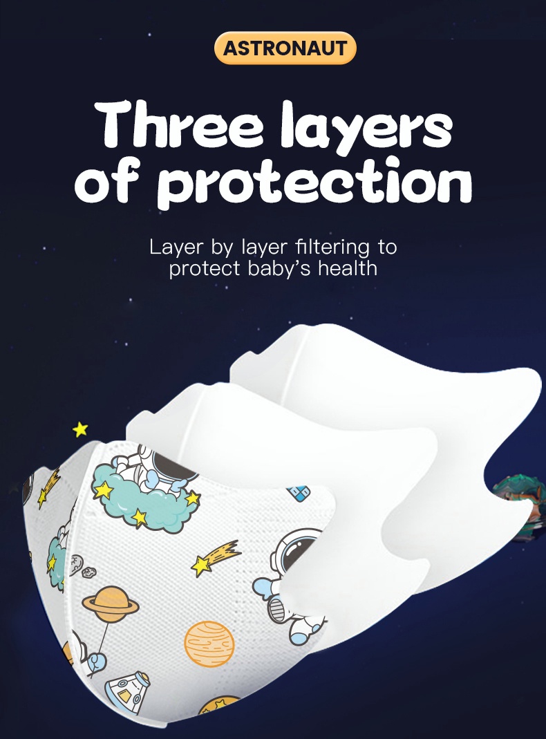 Zihang 50 Pcs 3D Face Mask For Kids 3 Ply Kn95 Protective Mask ...