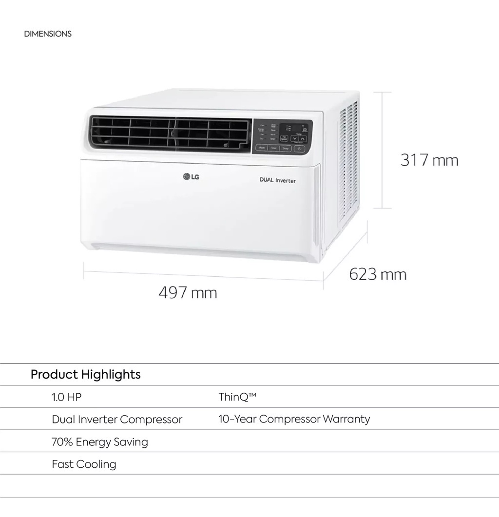 LG Window Type Aircon Dual Inverter 1.0HP LA100EC | Shopee Philippines