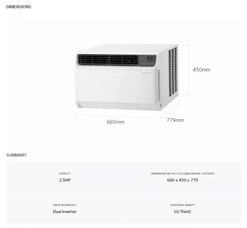 LG Window Type Aircon Dual Inverter 2.5HP LA250GC2 | Shopee Philippines