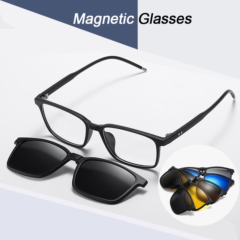 6 IN 1 Polarized Magnetic Clip Myopic Magnetic Spectacles Driving ...