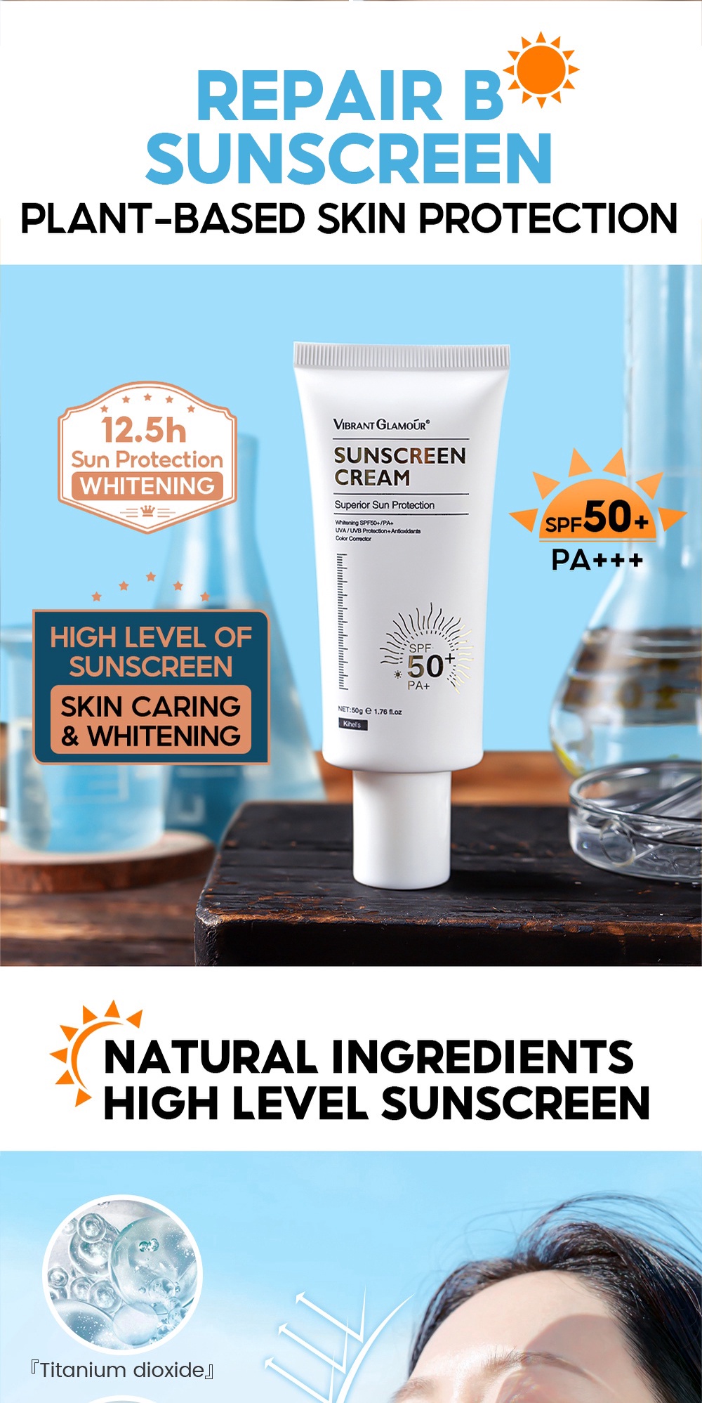 VIBRANT GLAMOUR Anti-aging Sunblock Set Retinol Anti Wrinkle Face Cream ...