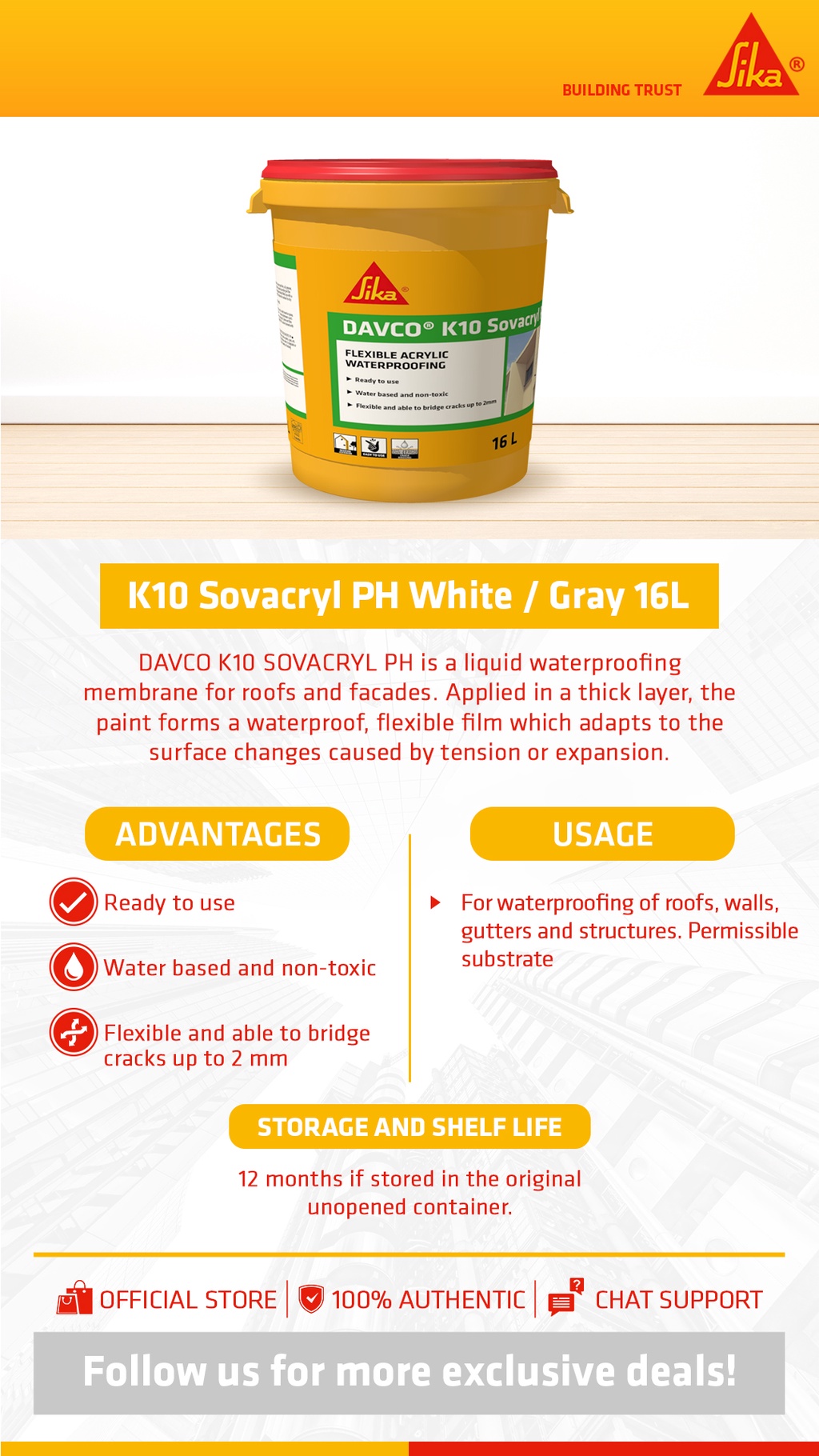 Sika Davco K10 Sovacryl PH Gray16L Pail | Shopee Philippines