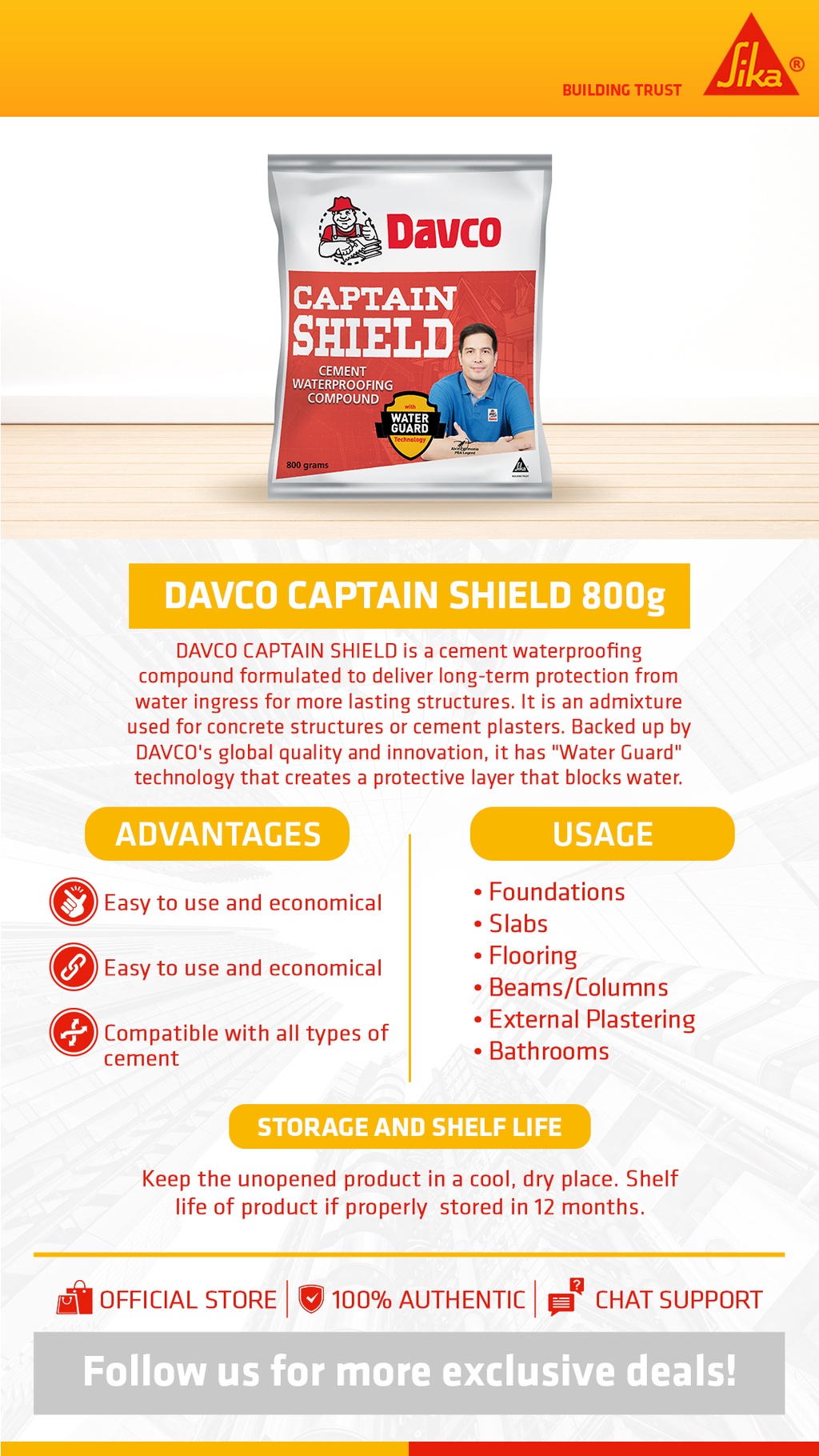 Sika DAVCO CAPTAIN SHIELD 800grams | Shopee Philippines