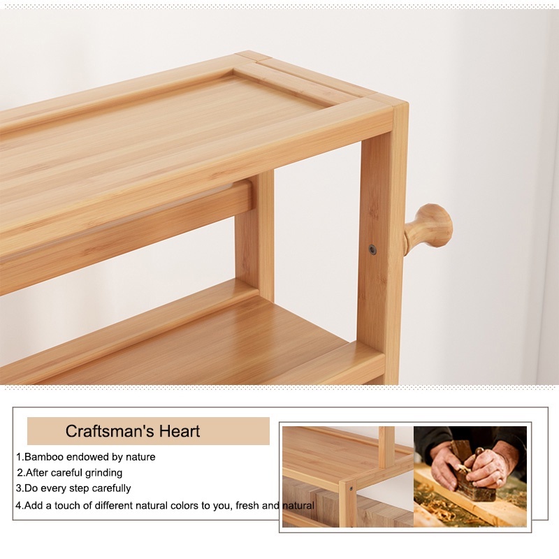SUNNY BIERE Bamboo Desktop Storage Rack 2/3/4Layers Kitchen Seasoning ...