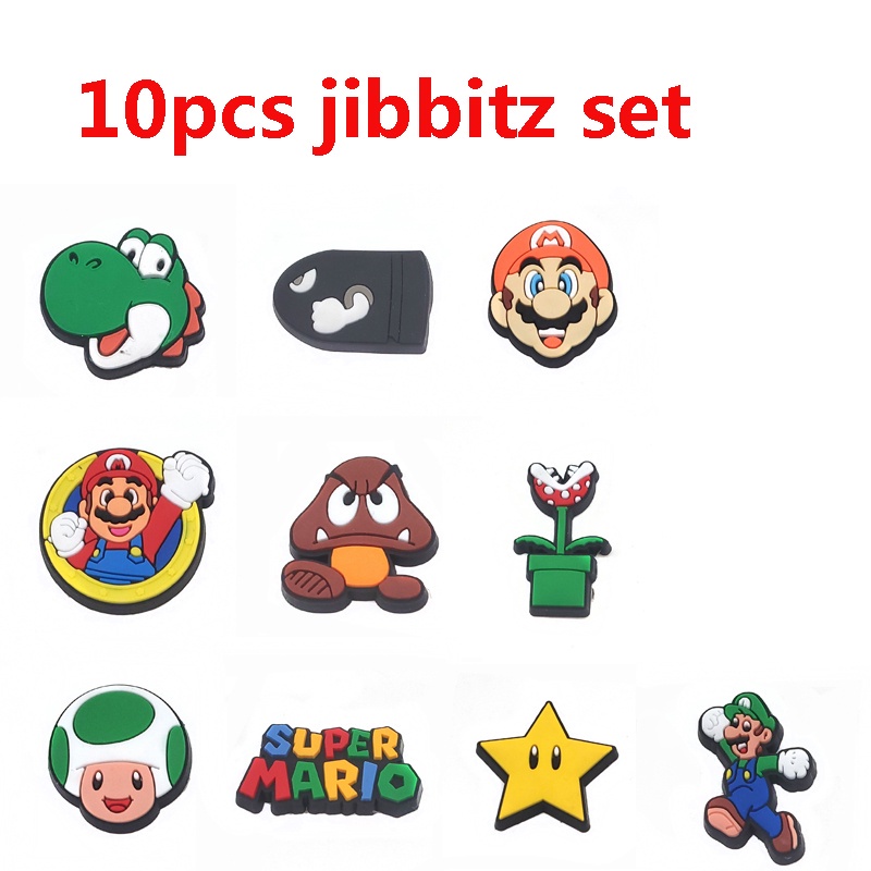 10pcs Cute Mario Game Jbitz for Croc Set Mushroom Jibbits Charm Plant ...