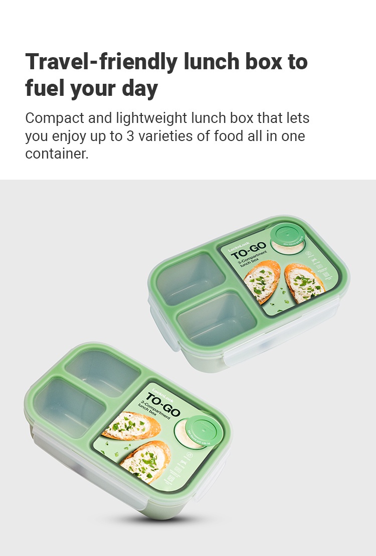 LocknLock To-Go Lunch Box with Dividers and Sauce Container | Bento Box ...