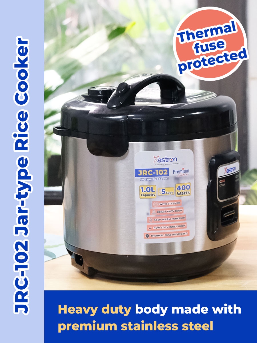 Astron JRC102 Jar Type Rice Cooker with Steamer - 1L | Premium Series | 3-4 Persons | 400W ...
