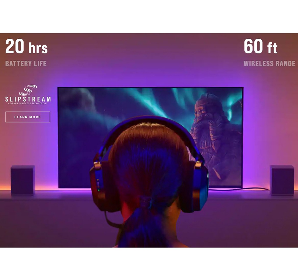 CORSAIR HS80 Wireless iCUE RGB Gaming Headphone with 20hrs Rechargeable ...