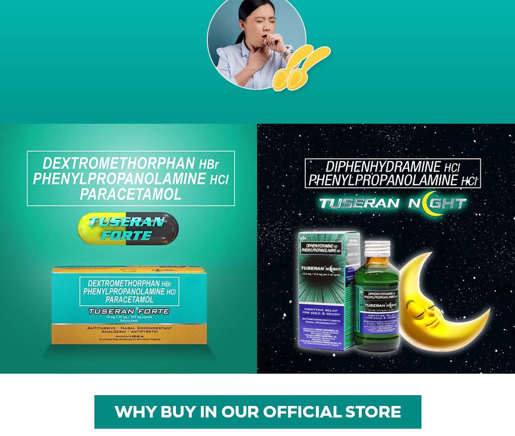 Unilab Tuseran Forte 12 Tablets - Medicine for Relief from Non-Stop Cough | Shopee Philippines