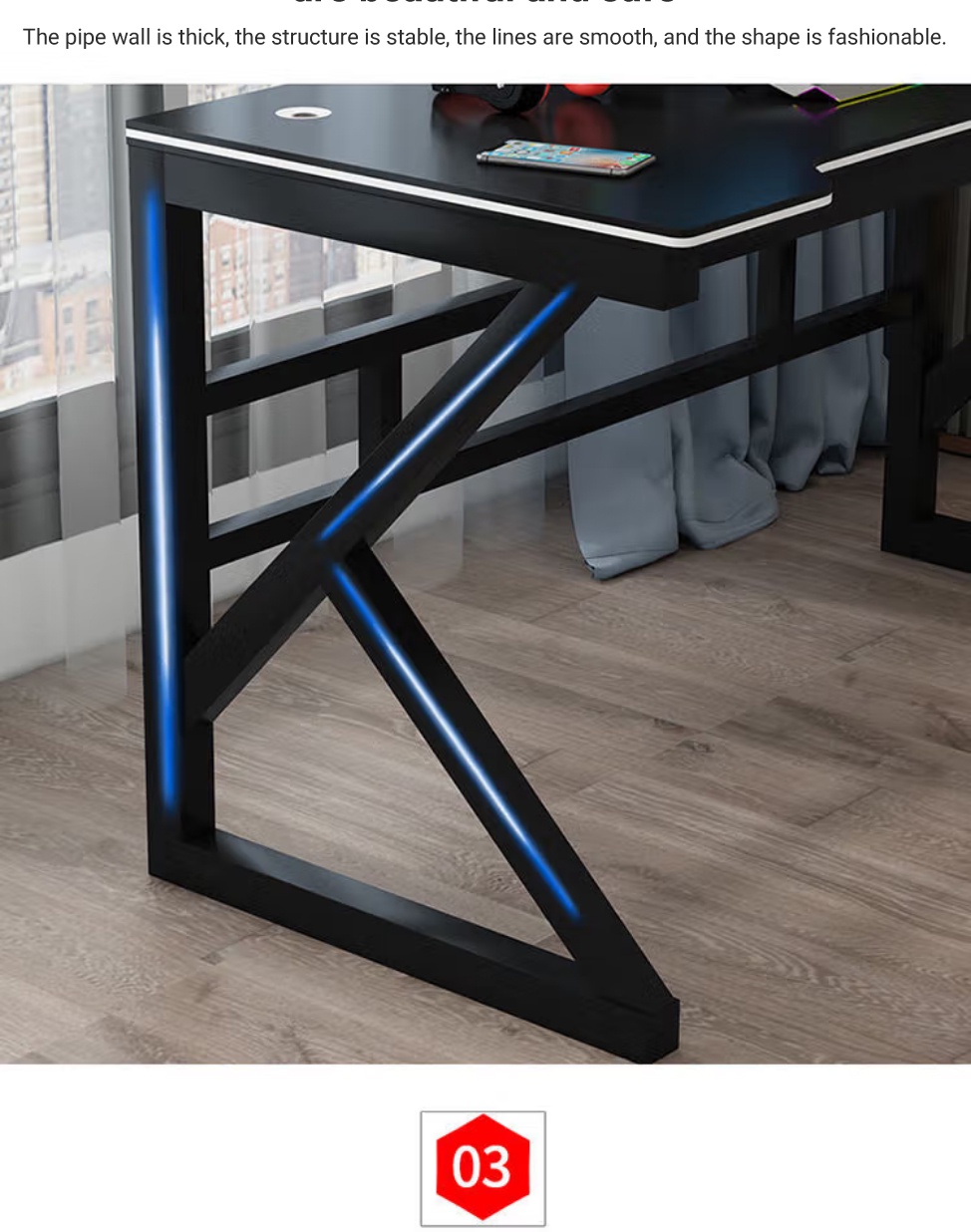 FEILI Gaming table 100CM 120CM gaming desk home computer table gaming ...