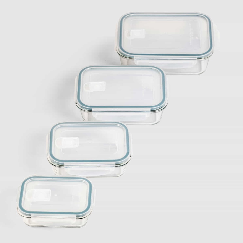 Famco 4-Piece Glass Food Container Set w/ Vent Lid, Meal Prep Storage ...