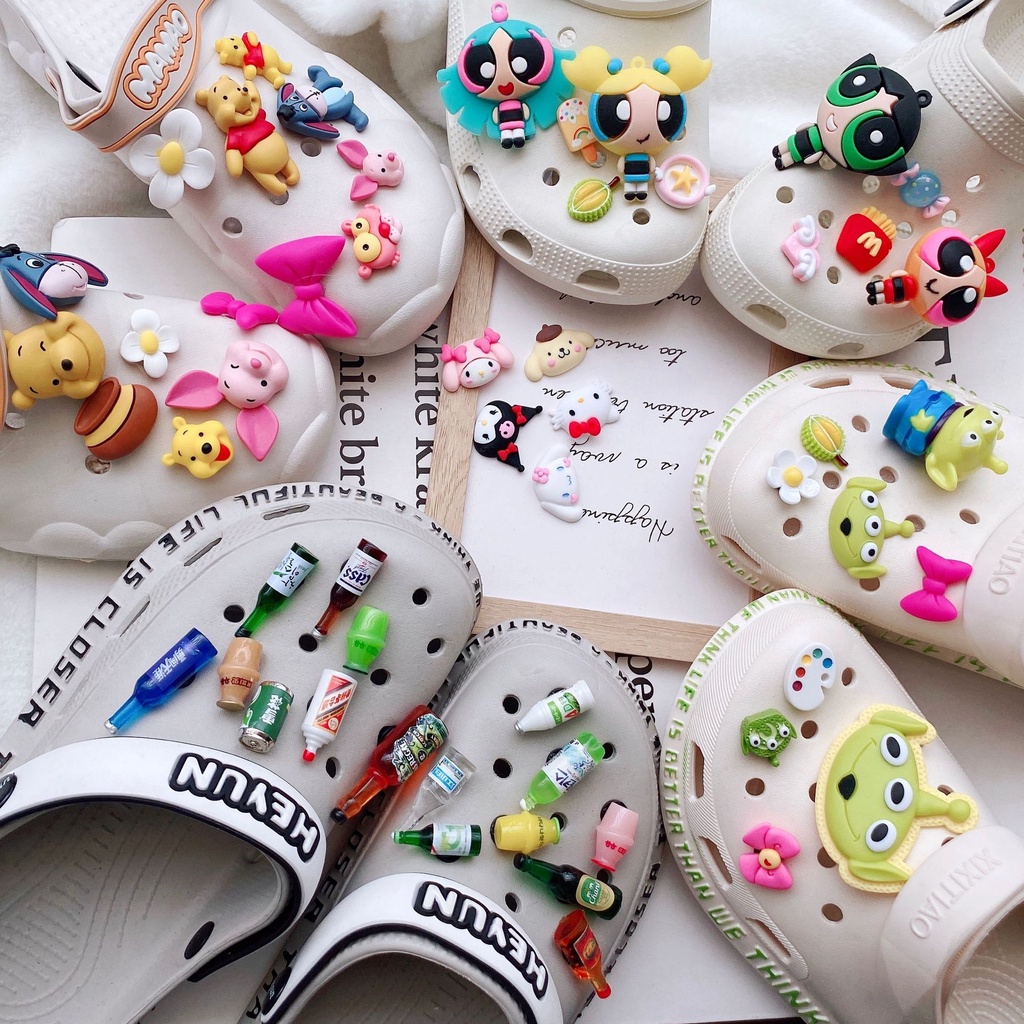 Cartoon Winnie The Pooh Jibitz slippers Set Powerpuff Girls Shoe Charms ...