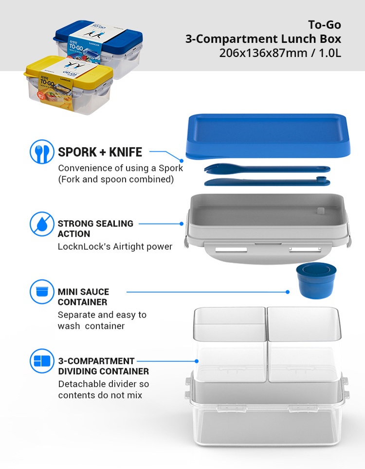 LocknLock To-Go Modern Airtight Lunch Boxes | | Bento Box for Kids and ...