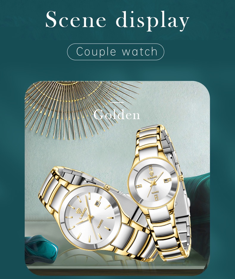 LIEBIG L1034 Gold Silver Metal for Couple Single Quartz Watch Stainless ...