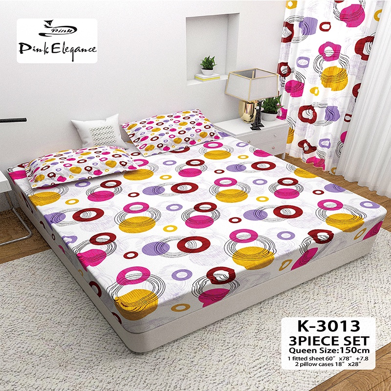 3 in 1 Bed sheet Cotton Full Garterized Fitted Bedsheet with 2 pcs ...