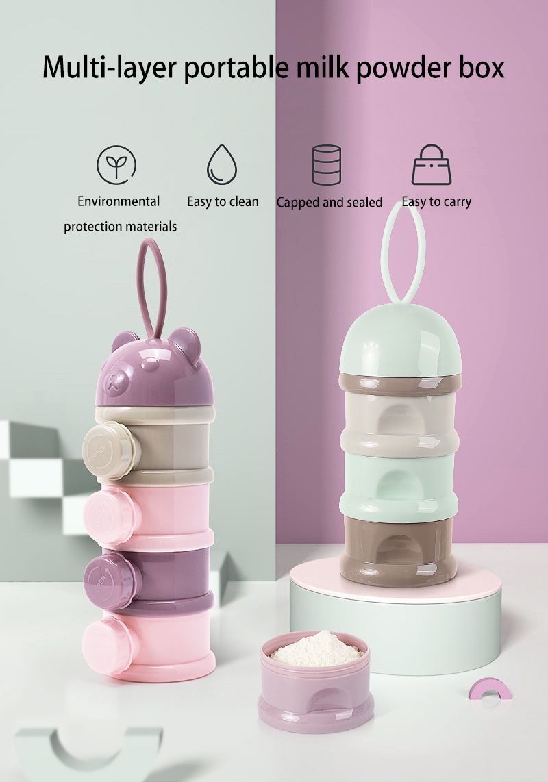 4 Layers Baby Milk Storage Powder Container Feeding Case Box Milk Case ...