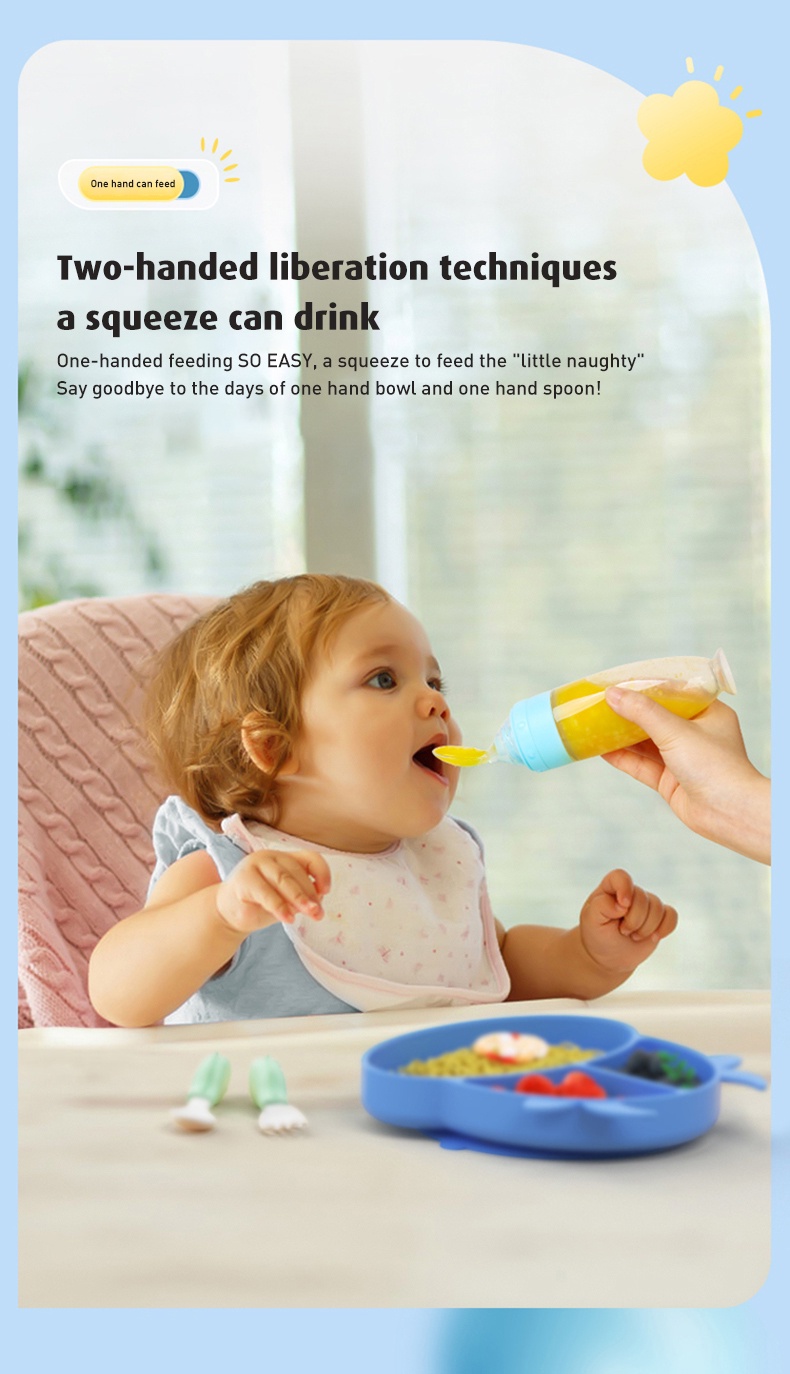 Baby Pro Soft Silicone Squeeze Spoon Feeding Bottle | Shopee Philippines