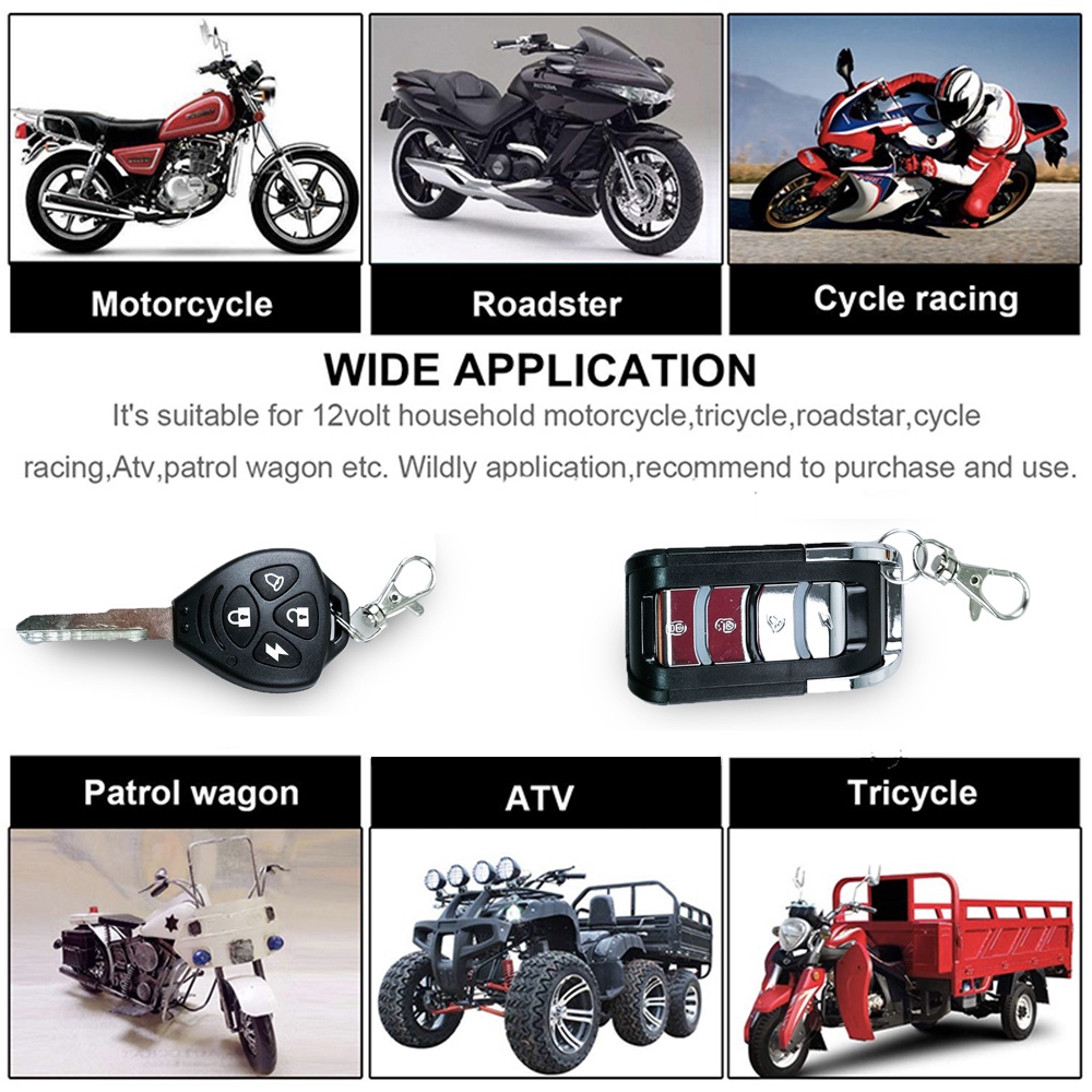 Universal Motorcycle Alarm System Anti-Theft Security Remote Control ...