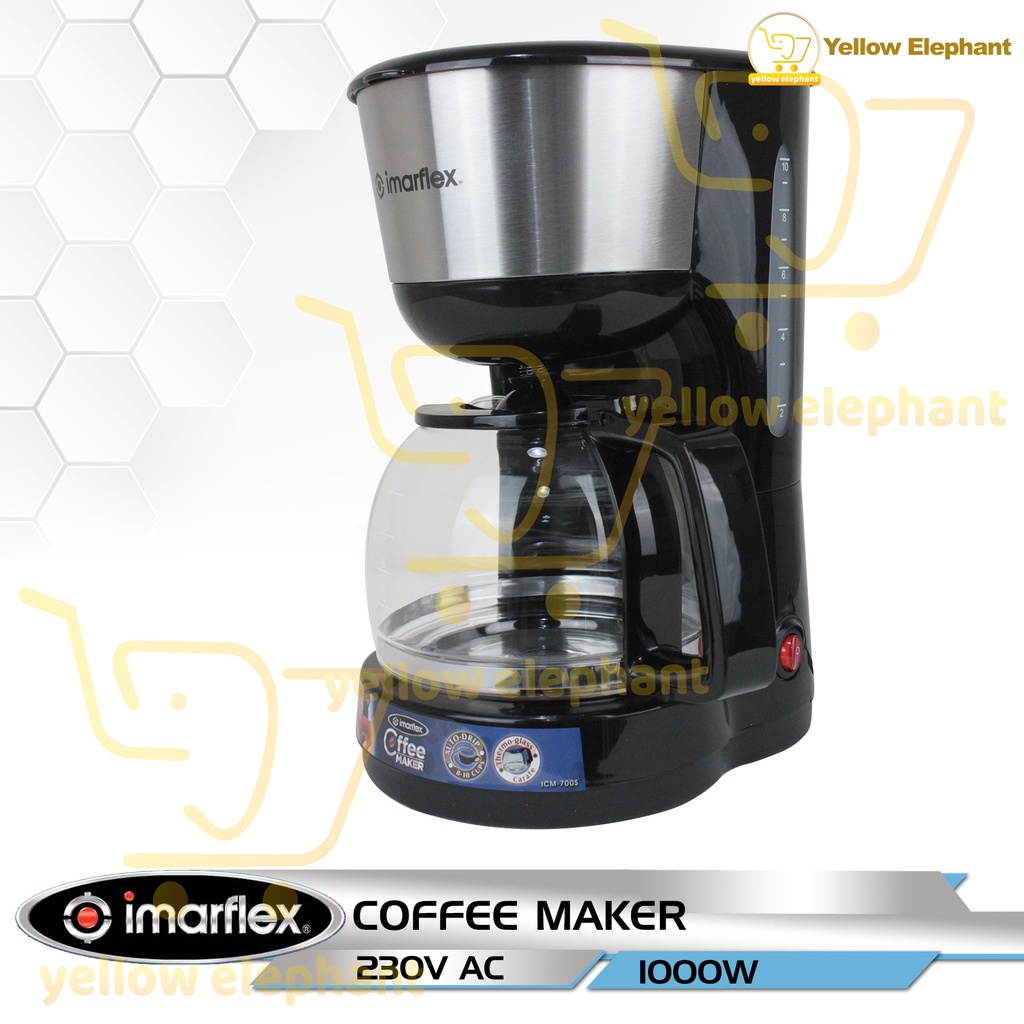 Imarflex ICM-700S Coffee Maker 8-10 cups capacity Black/Stainless ...