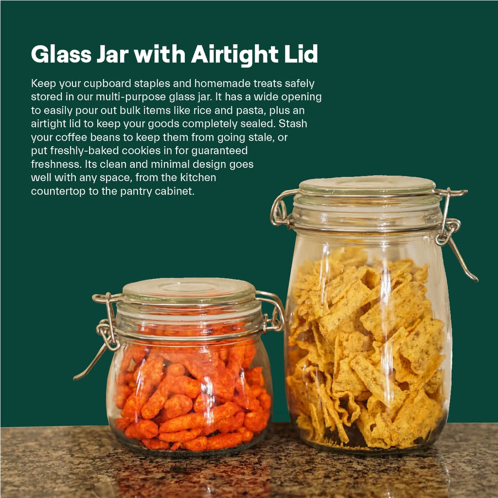 Famco Glass Jar w/ Airtight Lid, Leak-Proof, 500ml/1000ml, Kitchen ...