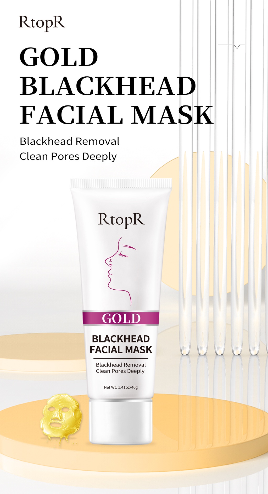 RtopR Gold Blackhead Mask Shrinking Pores Deep Cleansing Facial ...