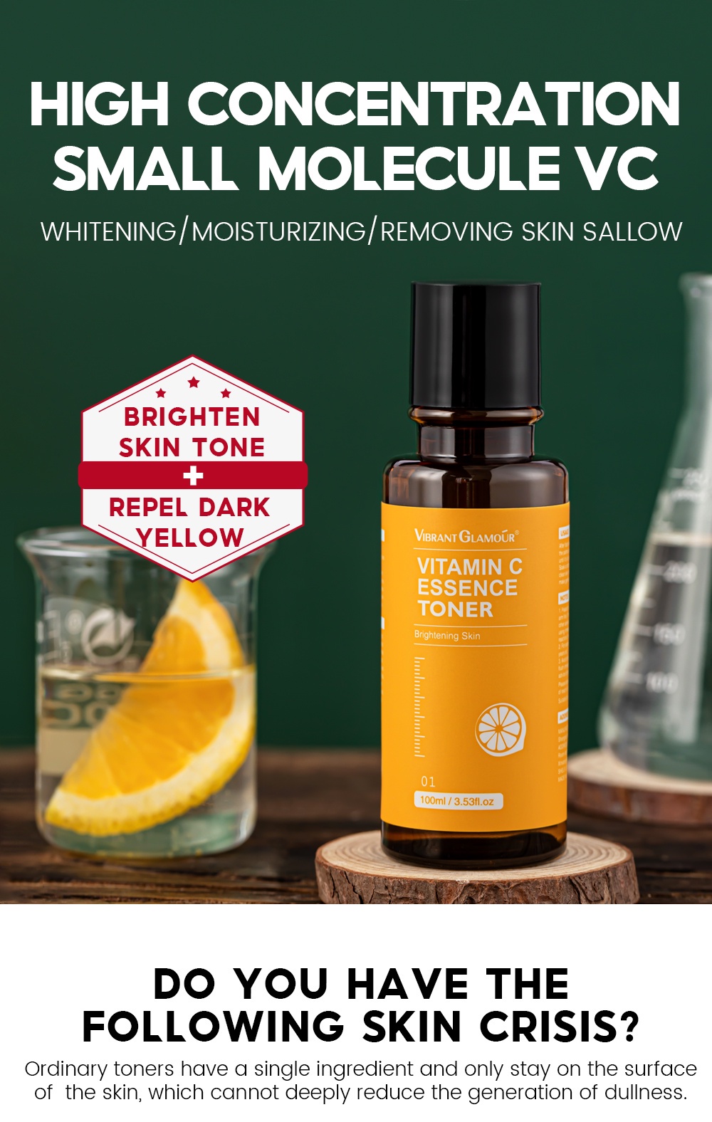 VIBRANT GLAMOUR Vitamin C Toner Whitening Fading Dark Spots Reduce ...