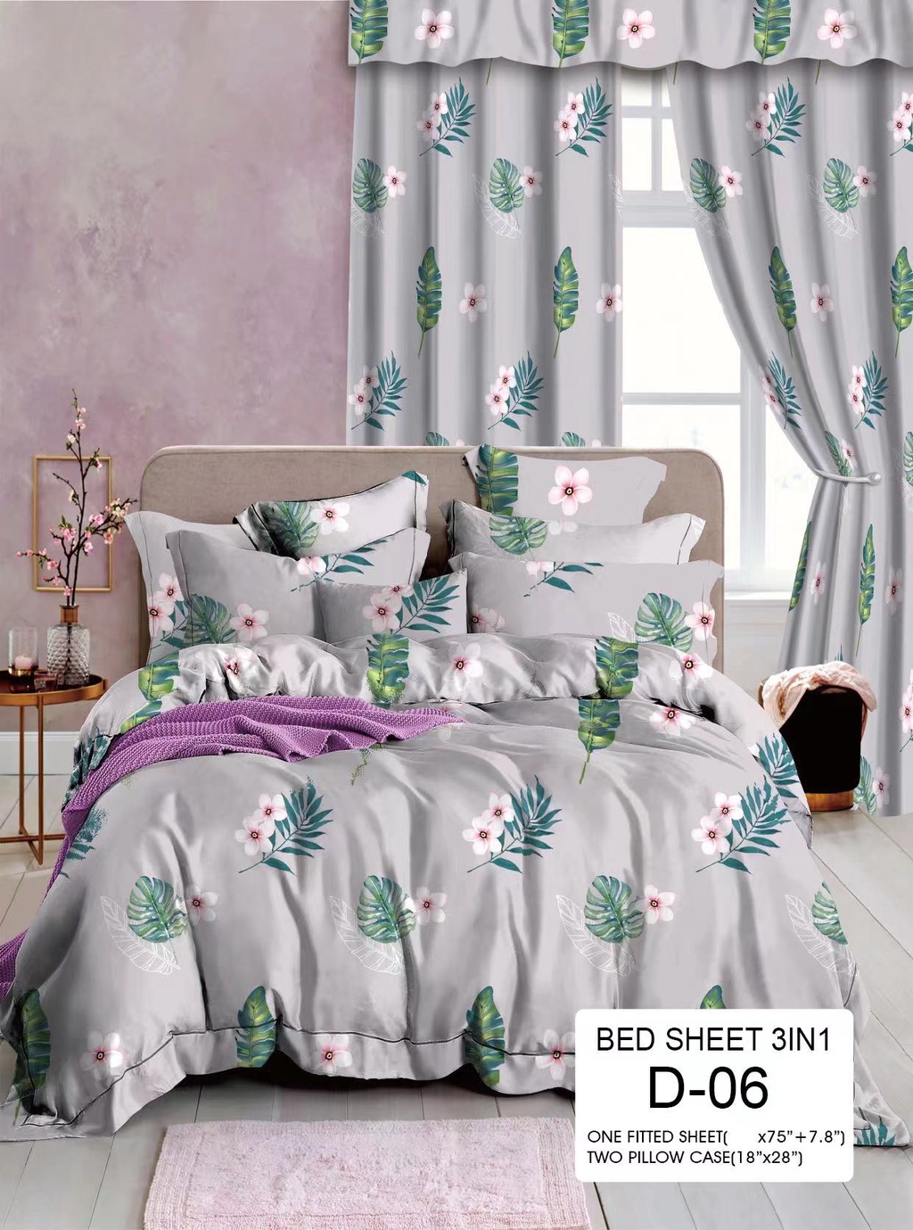 3 in 1 Bed sheet Cotton Full Garterized Fitted Bedsheet with 2 pcs ...