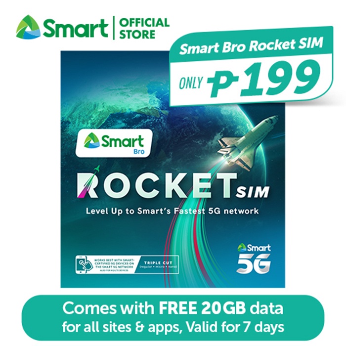 Smart Bro Rocket Sim 199 With 20gb Data For 7 Days | Shopee Philippines
