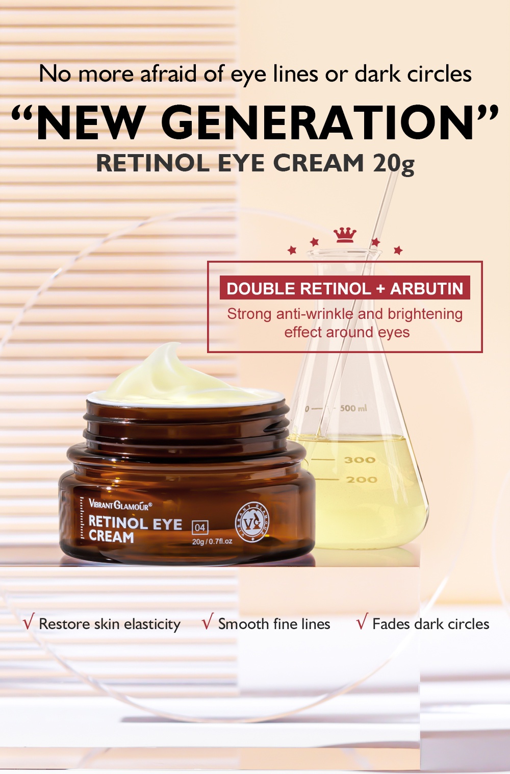 VIBRANT GLAMOUR Retinol Firming Eye Cream Hyaluronic Acid Anti Aging ...
