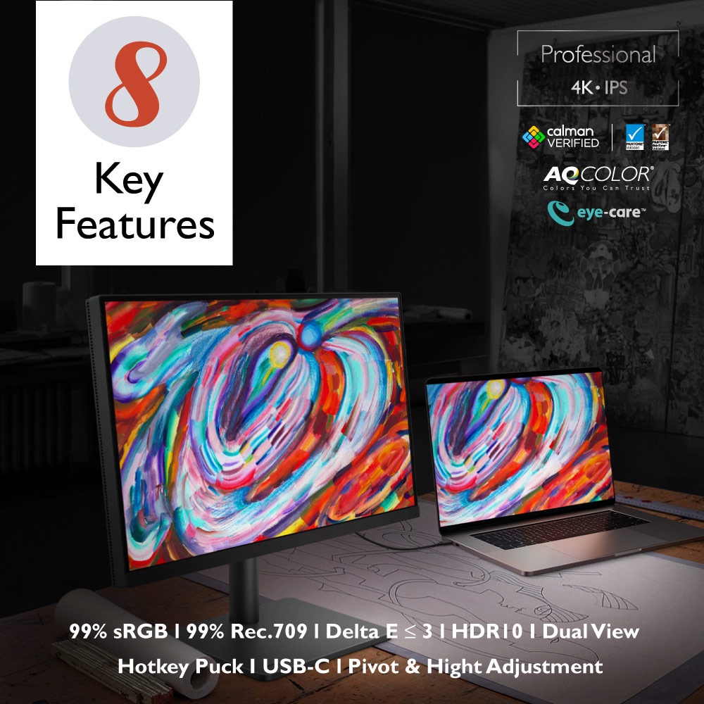 BenQ PD3205U 4K HDR10 99% sRGB Rec.709 Delta E 3 Adjustable Vertical ...