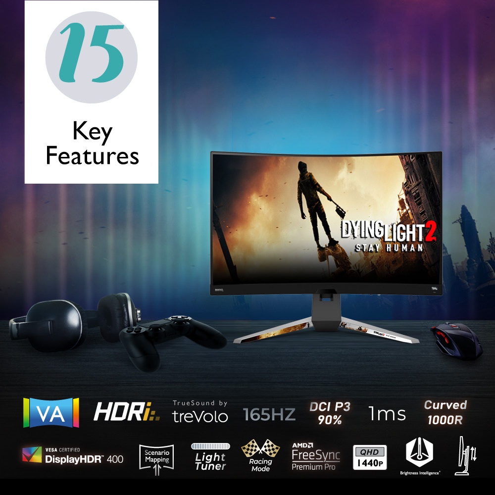 BenQ Mobiuz EX3210R Dying Light 2 2K QHD 1ms 165Hz HDRi FreeSync ...
