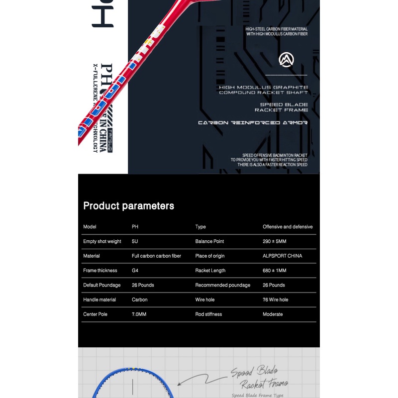 TOSEEK Badminton Racket Full Carbon Fiber w/ String Racquet Ultralight ...