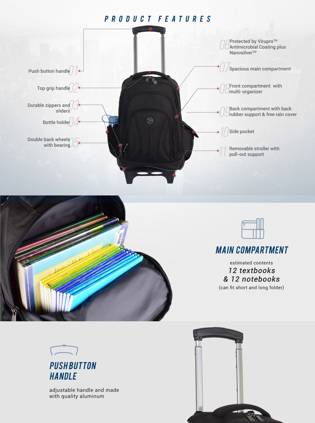 Hawk 5594 Large Backpack Stroller With Virupro Anti-Microbial ...