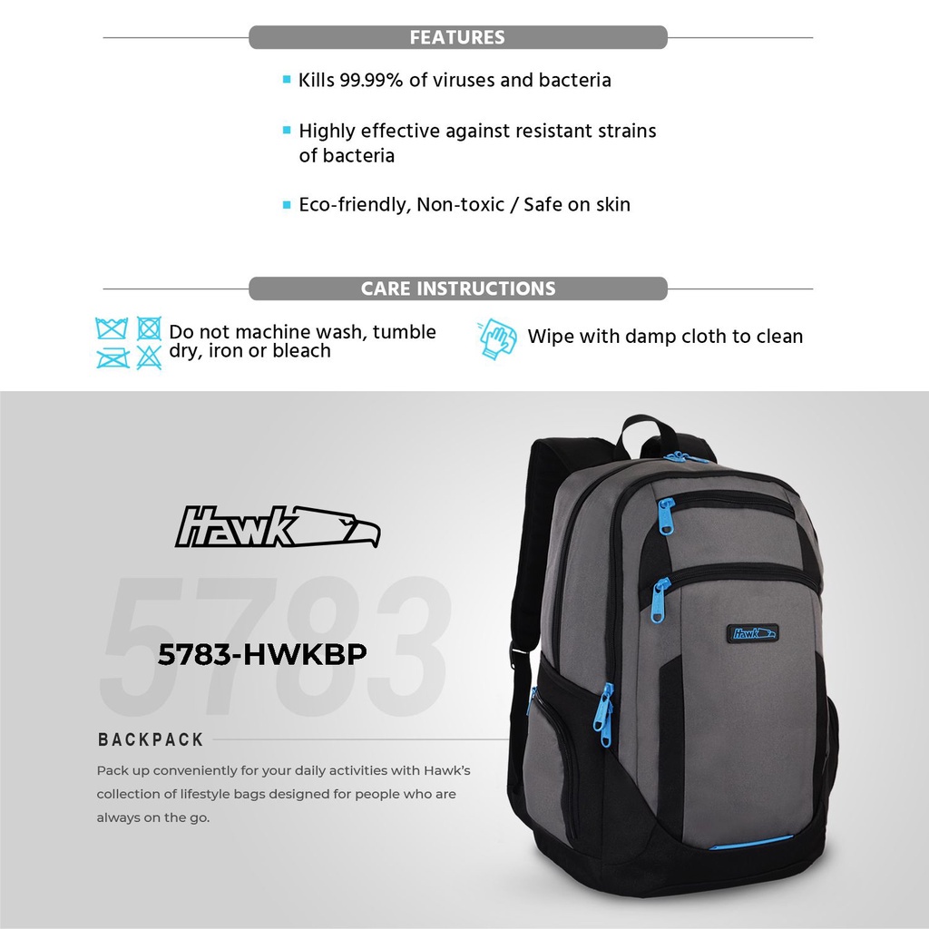 Hawk 5783 Lifestyle Backpack With Virupro Anti-Microbial Protection ...