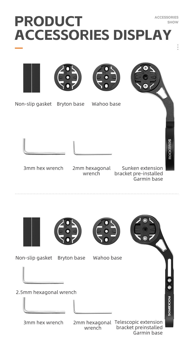 ROCKBROS Bicycle Light Extension Bracket Handlebar Front Light Code ...