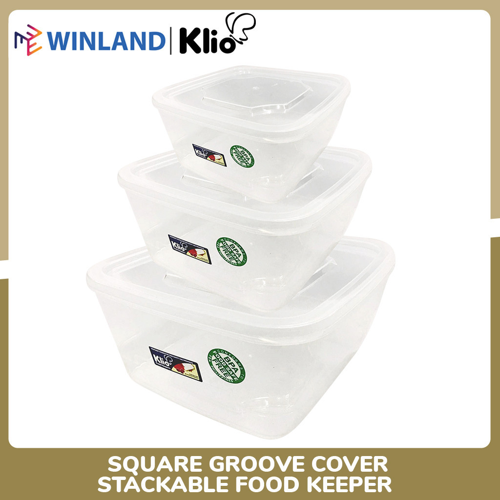 Klio by Winland Square Stackable Food Keeper Kitchenware Container Storage Bin KL-S00(CLR ...