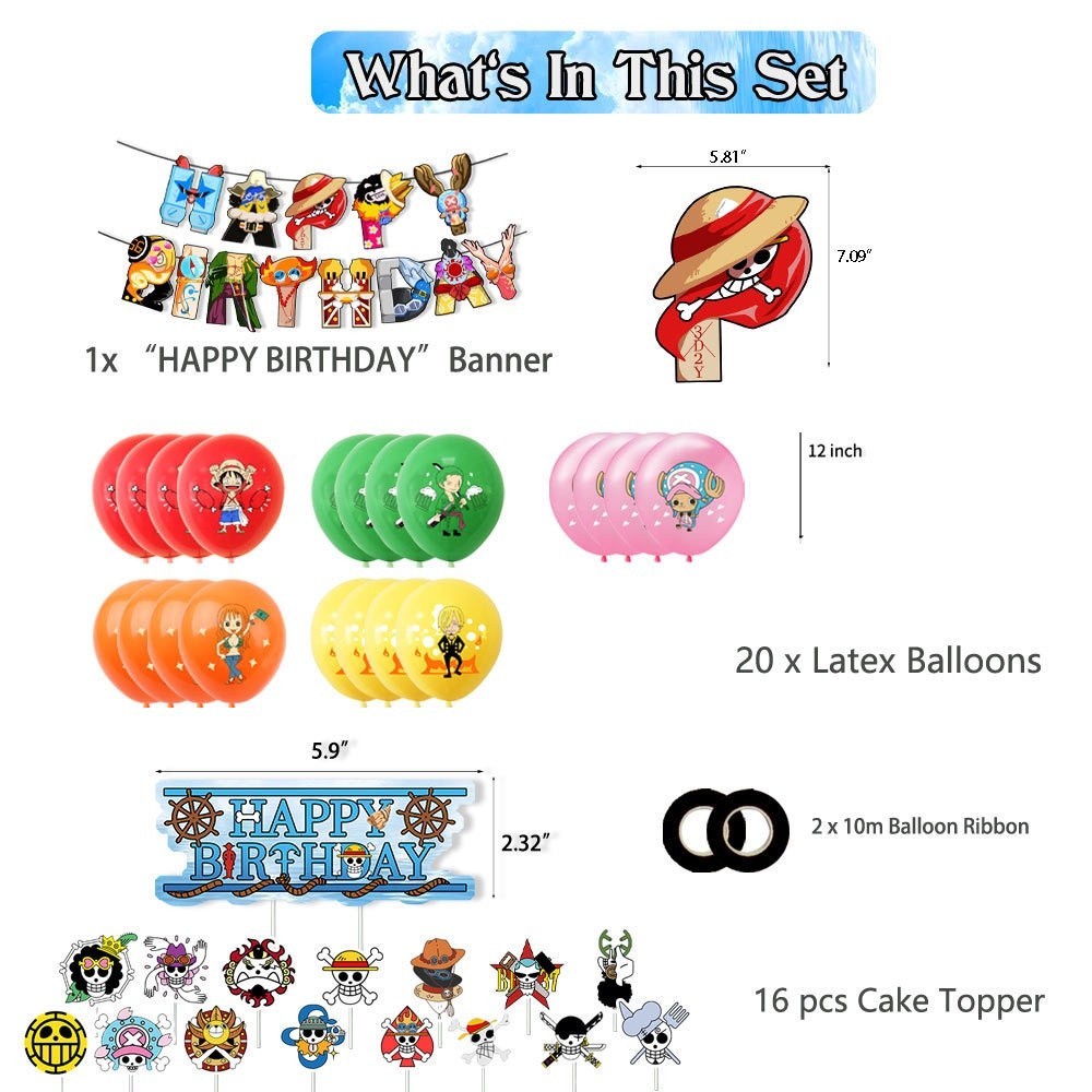 Anime ONE PIECE Birthday Theme Balloons Decorations One Piece Cake ...