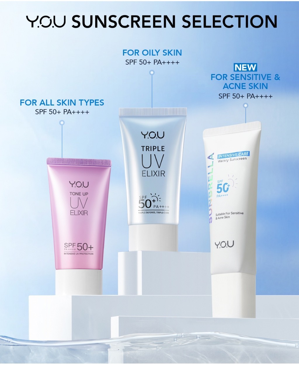 Y.O.U Sunbrella Intensive Care Aqua Sunscreen SPF50+ PA++++ | Sensitive ...