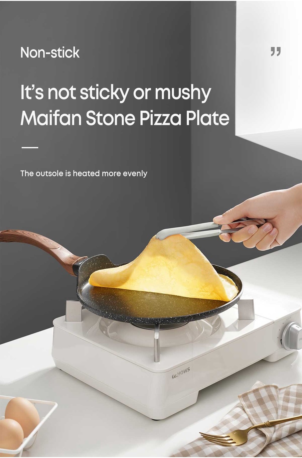 Ecowin 25cm Medical Stone Coated Frying Pan Non stick Bread Pan Baking ...