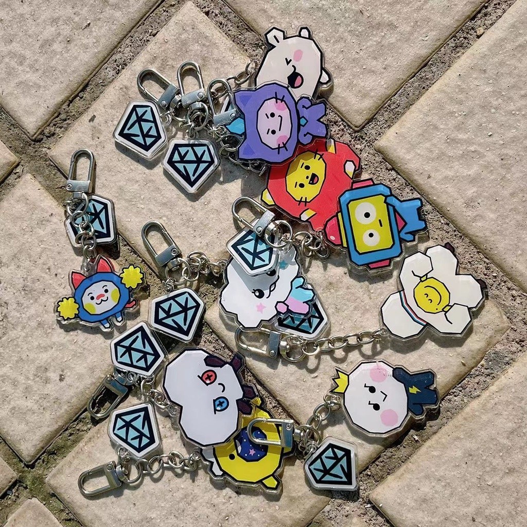Kpop TREASURE Cute Cartoon Characters TRUZ Keychains Acrylic Double ...