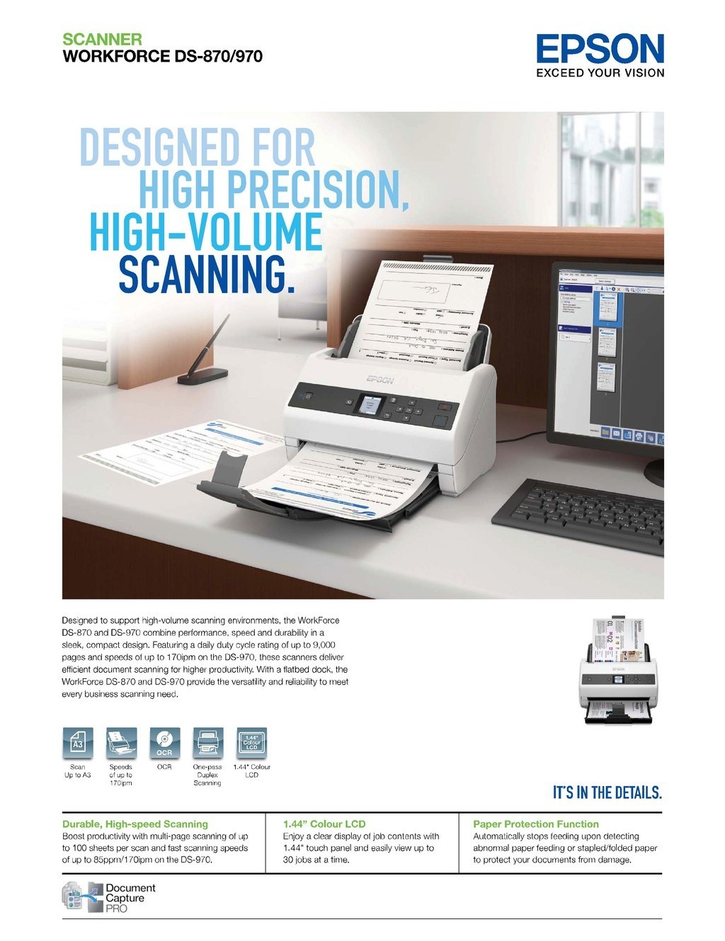 Epson WorkForce DS-970 Duplex Sheet-fed Document Scanner DS970 DS 970 ...
