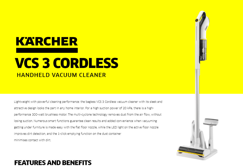 Karcher VCS 3 Handheld Cordless Vacuum Cleaner Portable Powerful ...