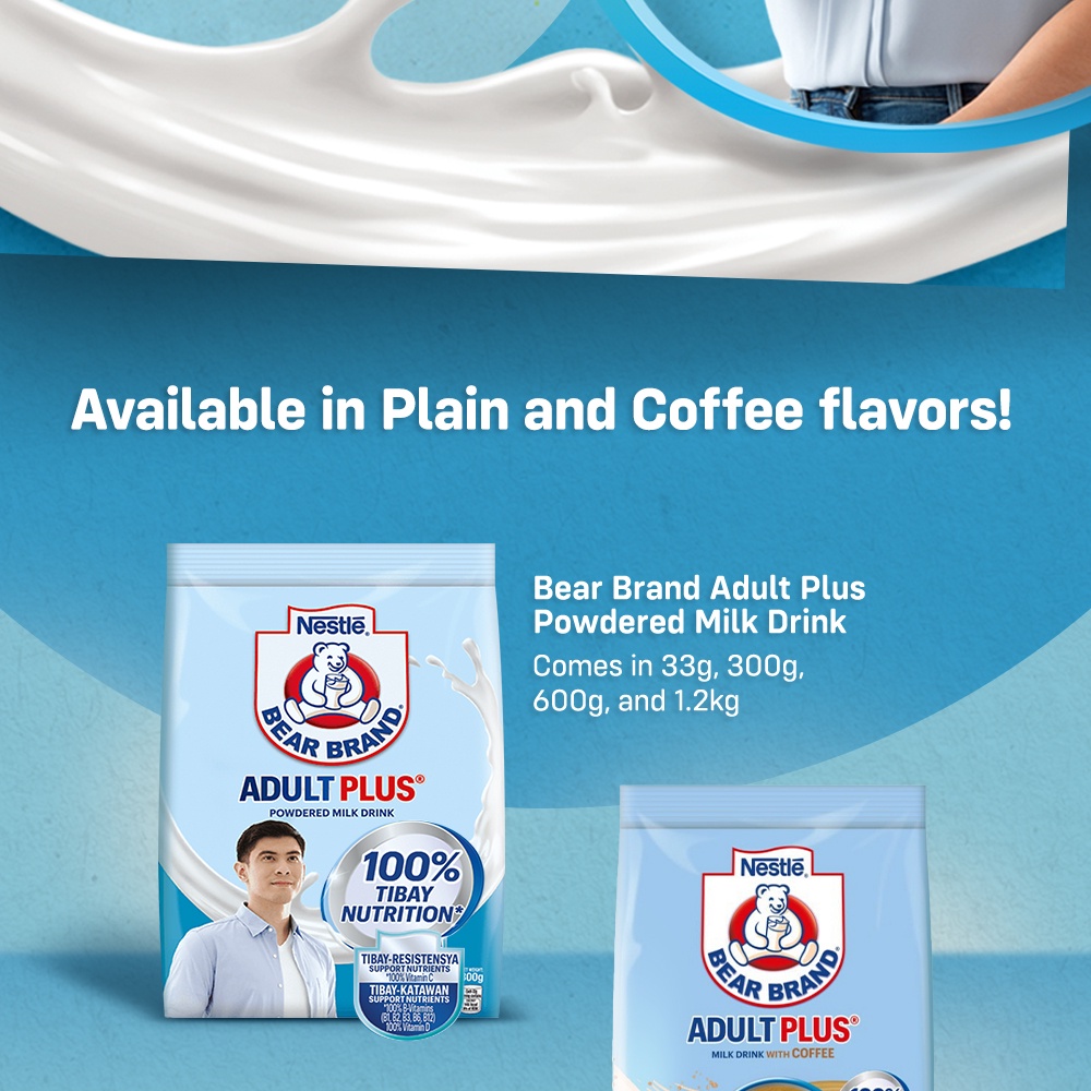 Bear Brand Adult Plus Milk Powder 33g - Pack of 16 | Shopee Philippines