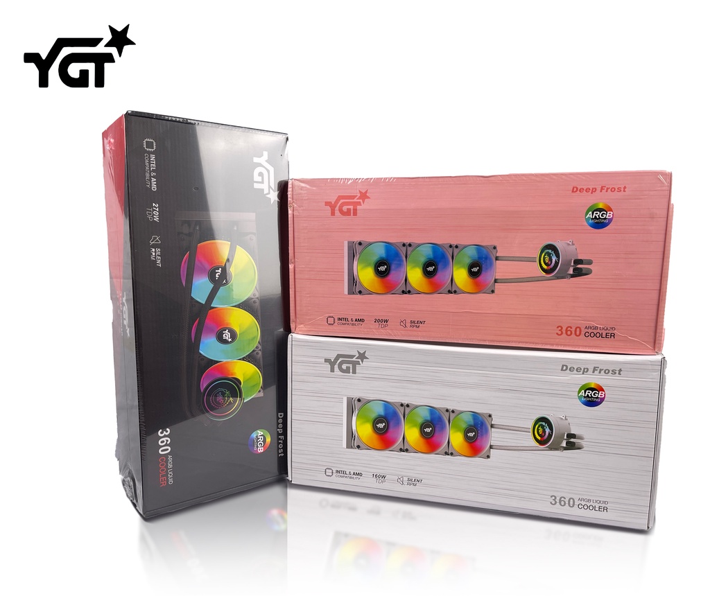 YGT DF-360 CPU Liquid Cooler All-in-one Liquid CPU Cooler with 5v 3PIN Aura Sync RGB black white ...