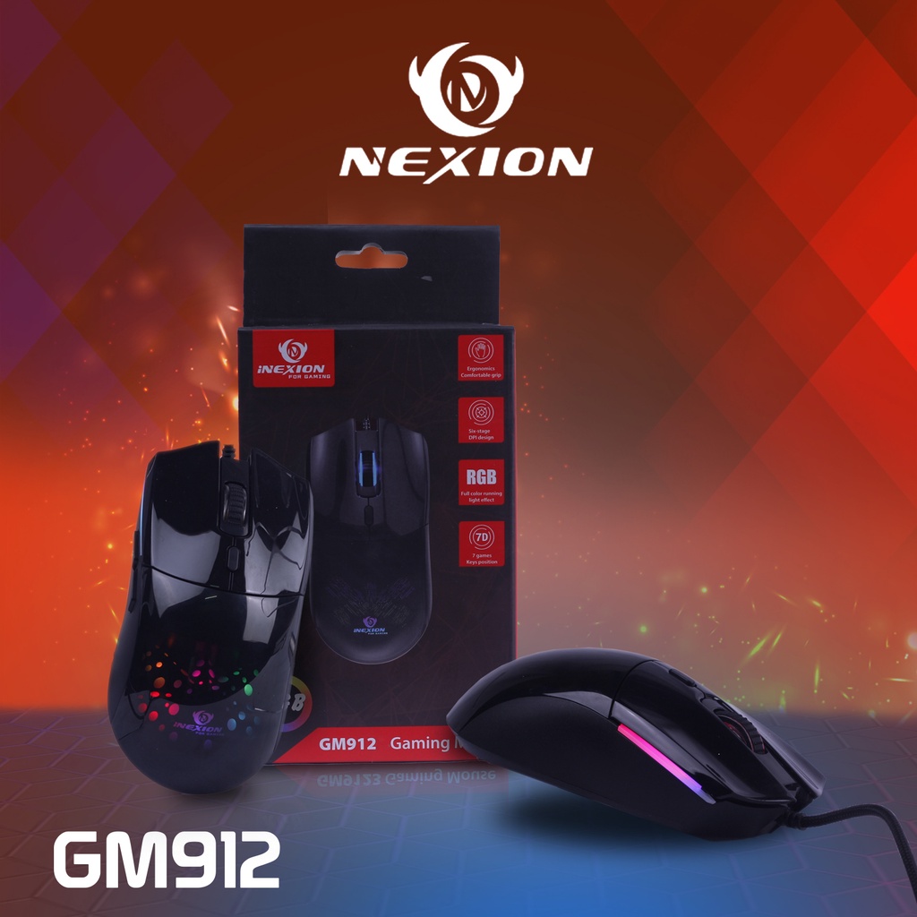 Nexion GM912 New Design RGB 7D Gaming Mouse Six Stage Dpi Polling Rate ...