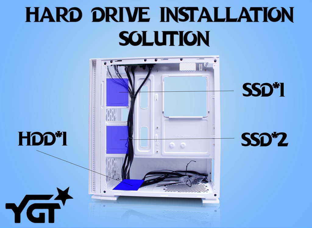 YGT B708 MESH GAMING CASE WHITE MATX NO FANS | PC Worth