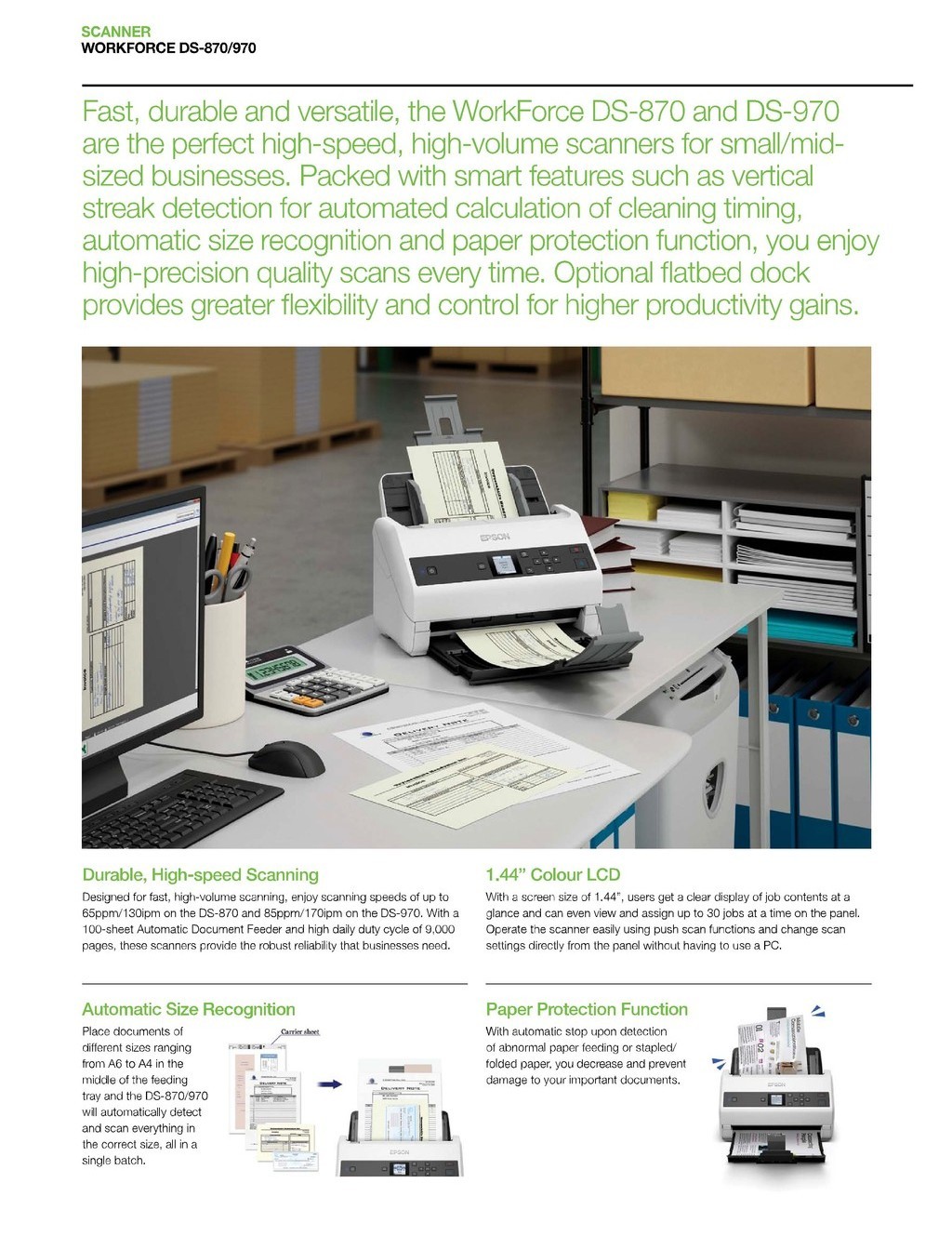 Epson WorkForce DS-970 Duplex Sheet-fed Document Scanner DS970 DS 970 ...