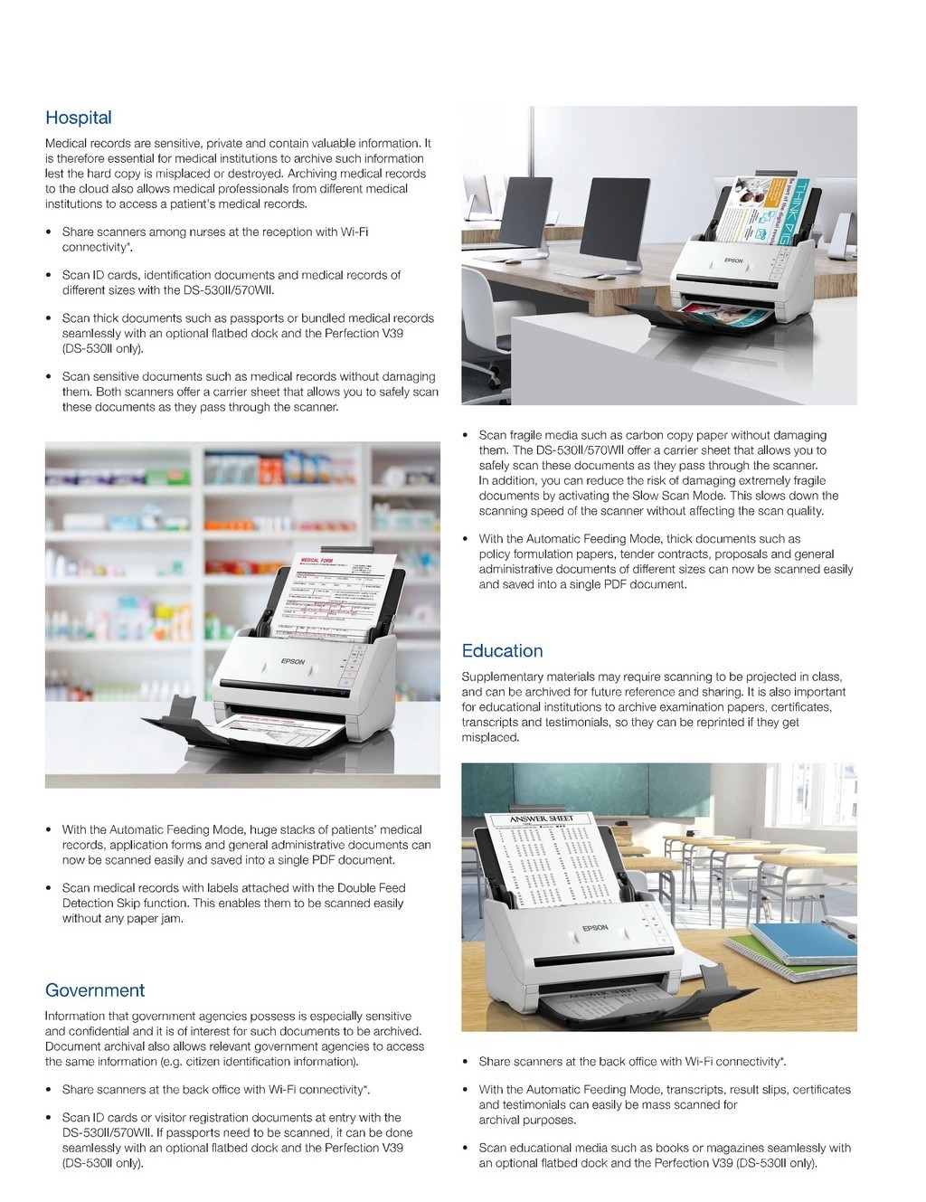 Epson WorkForce DS-570WII Duplex Sheet-fed Document Scanner DS 570W ...