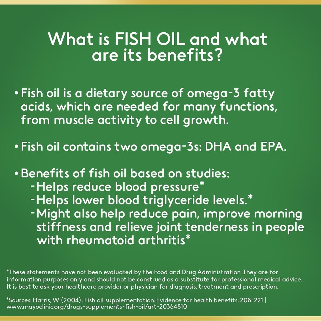 Nature's Bounty Fish Oil Food Supplement 1000mg x 30 Coated Softgels ...
