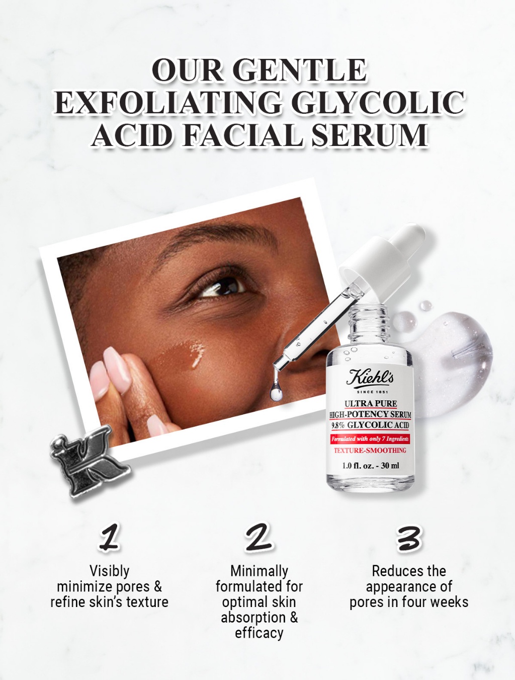 Kiehl's Glycolic Serum for Face - High Potency Pure Serum - Skin ...